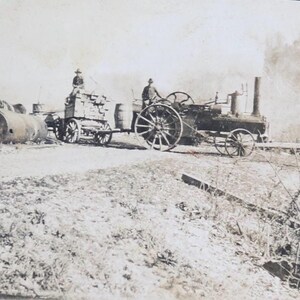 Steam Tractor Pulling Wagon Occupational RPPC Trimmed Real Photo ...