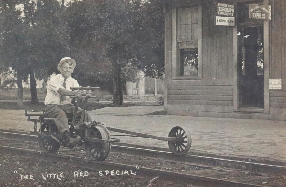 Railroad Handcar Real Photo Postcard Little Red Special Velocipede - Etsy