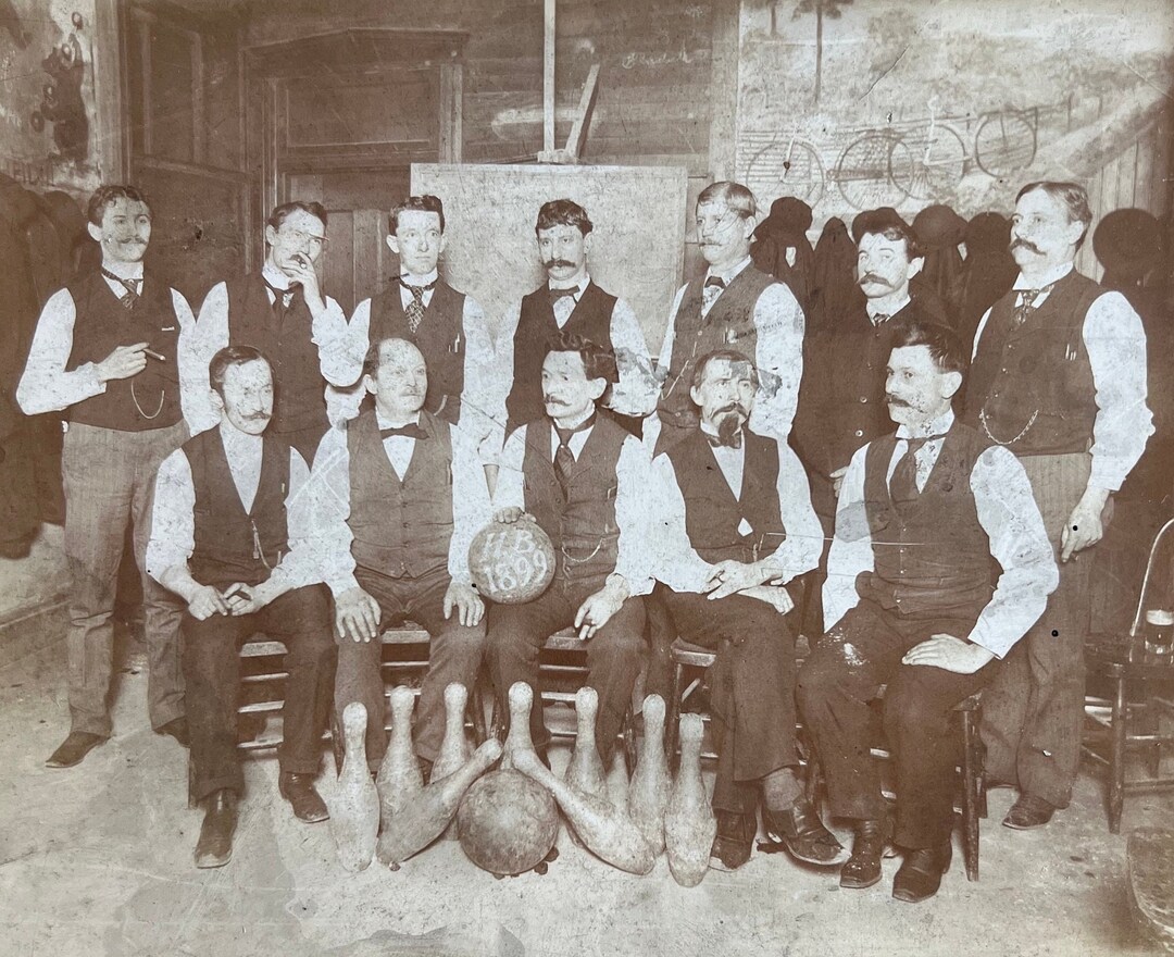 Bowling Champs 1899 Antique Photo Smoking Drinking - Etsy