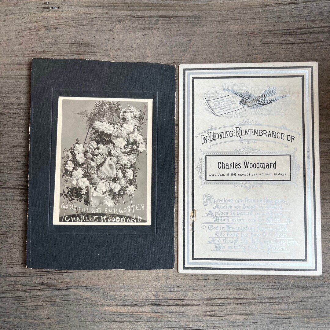 Memento Mori Antique Memorial Card Cabinet AND Vintage Photo of Funeral ...