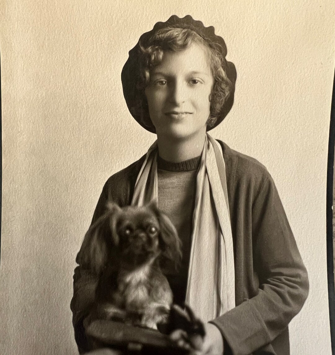 Flapper Girl & Her Pekingese Pet Dog Vintage Photo - Etsy