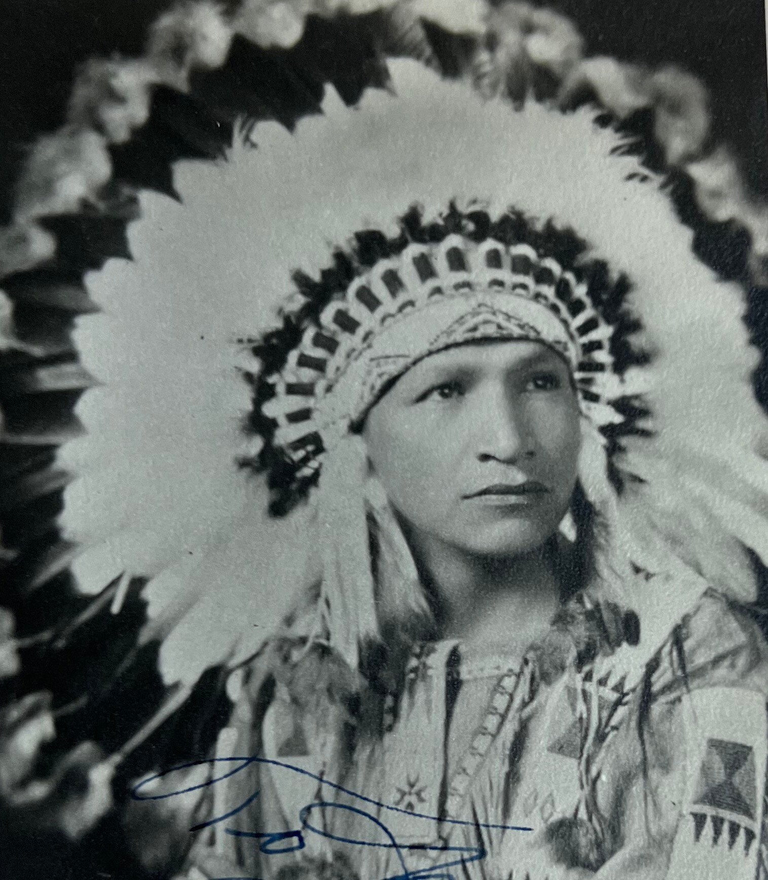 Native American Man in Feather Headdress Vintage Photo 1945 Edna ...