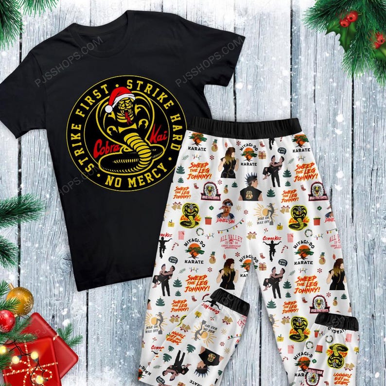 Karate Dojo Holiday Pajamas Set, Personalized Family Matching Sleepwear ...