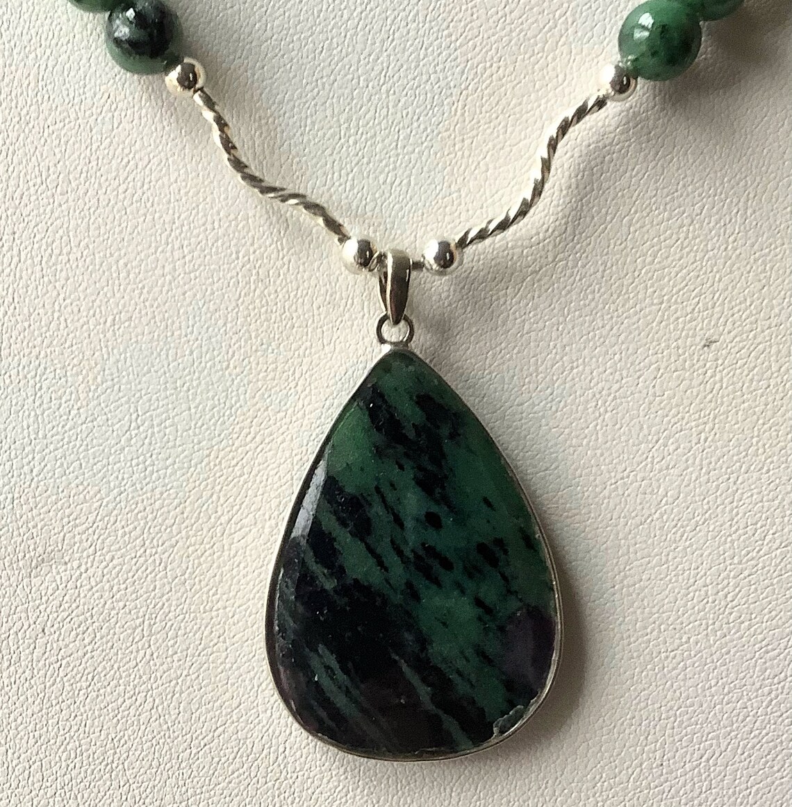 Gemstone Necklace-green Jasper Pendant Necklace-statement Beaded ...
