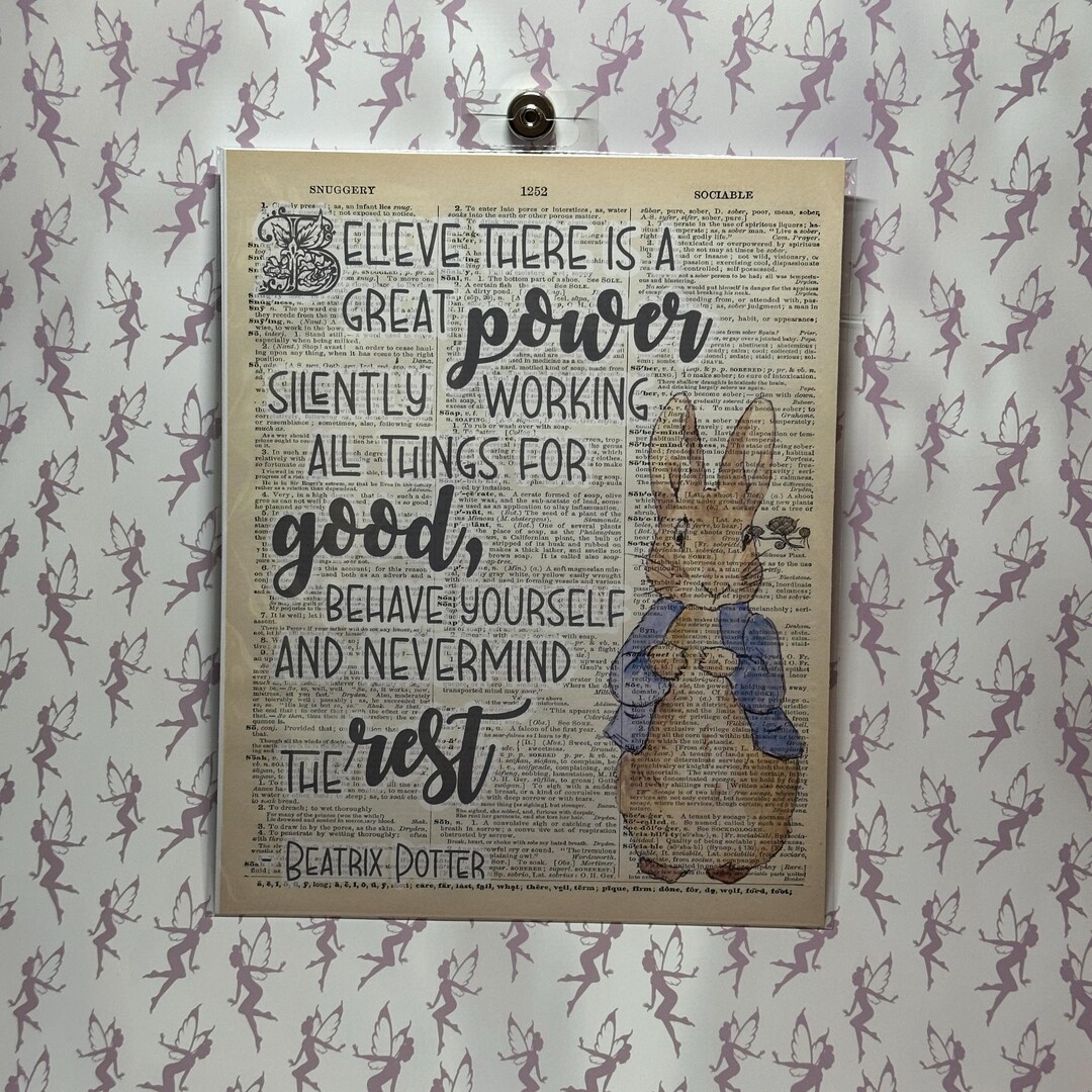 Peter Rabbit, Beatrix Potter Quote, Dictionary Art, Physical Print - Etsy