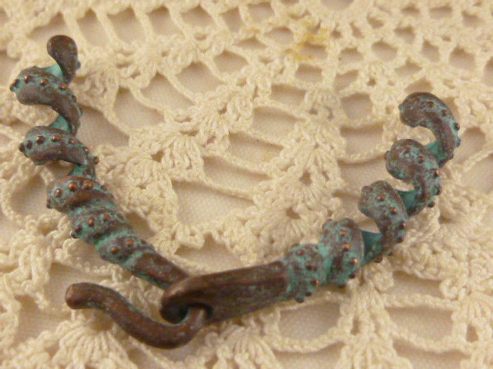 Twisted Swirl Cord End Closure Clasp Blue Patina Rustic | Etsy