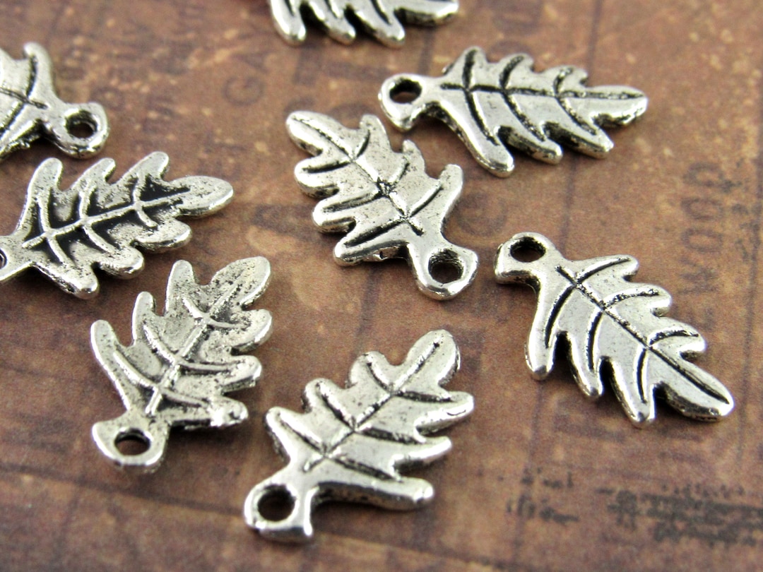 Oak Leaf Dangle Charms, Antique Silver (10) - S91 - Etsy