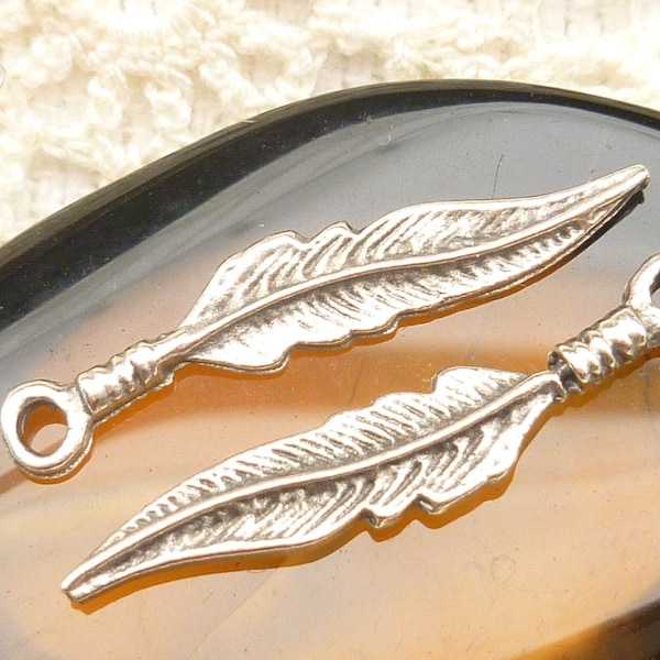 Silver Feather Charm - Etsy