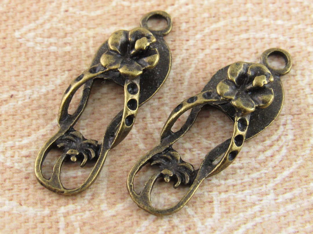 Flip Flop Charms Beach Sandal Charms Tropical Flower Shoe - Etsy