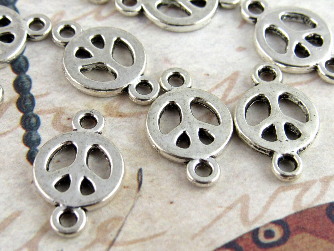 Peace Symbol Charm, Peace Sign Connector Charm (10) - S110 - Etsy