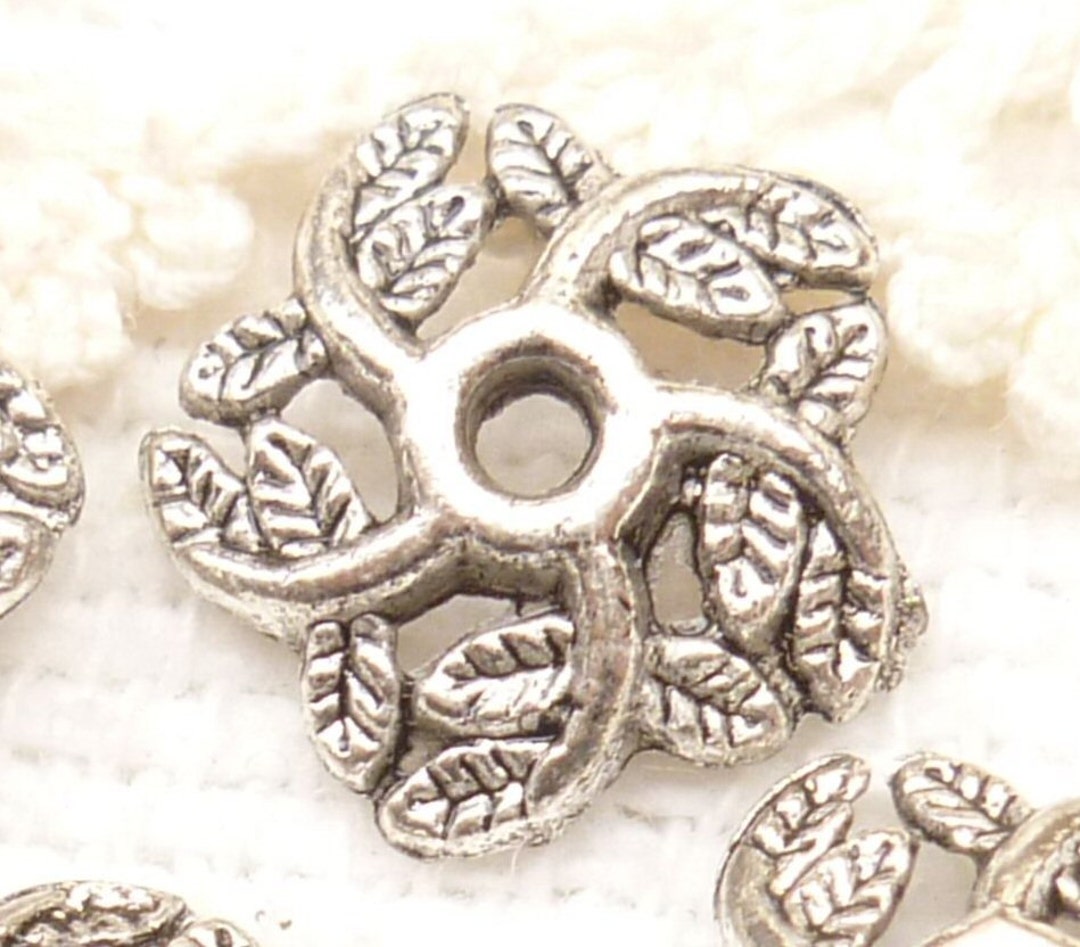 10mm Leaf and Branch Bead Caps, Antique Silver (20) - SF6 - Etsy