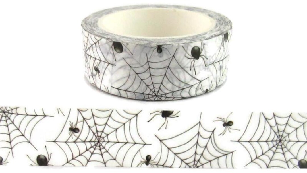 Spider Washi Tape, Black and White Washi Tape, Spiderweb Washi Tape ...