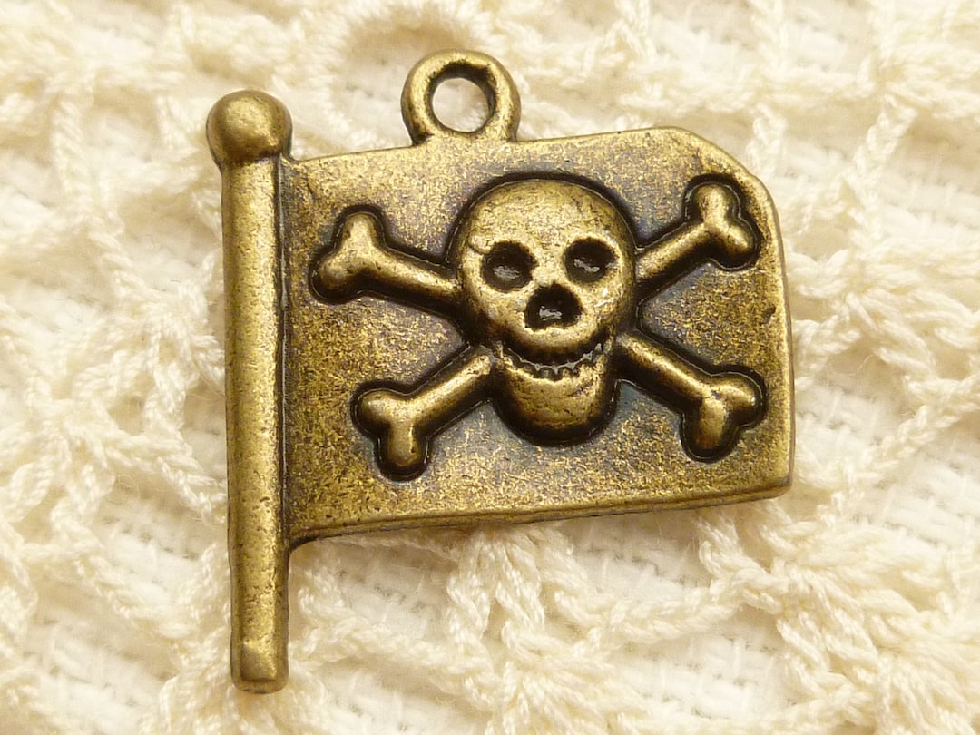 Pirate's Flag Charm, Antiqued Bronze (6) - A35 - Etsy