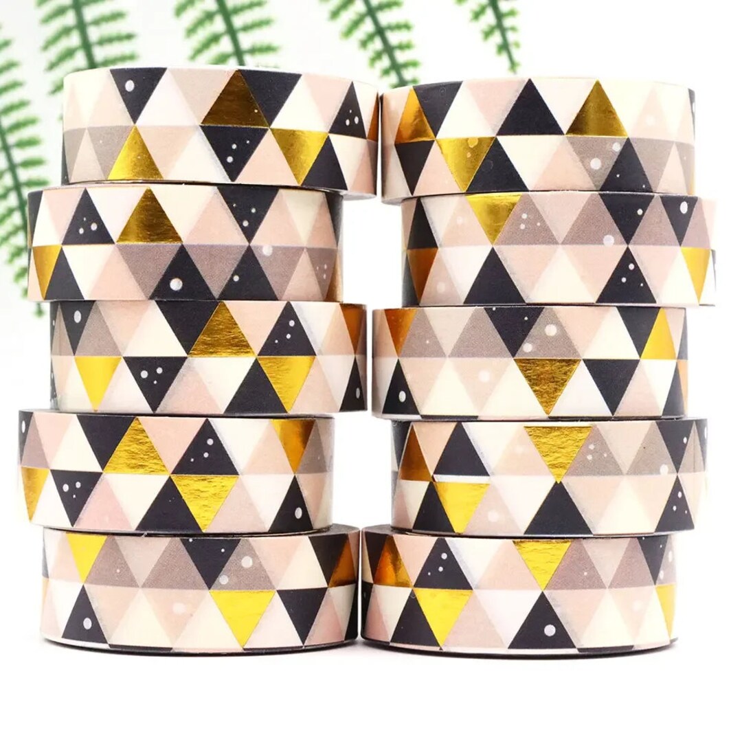 Washi Tape Gold Triangle, Black Triangle Washi Tape, Full Roll - O - Etsy