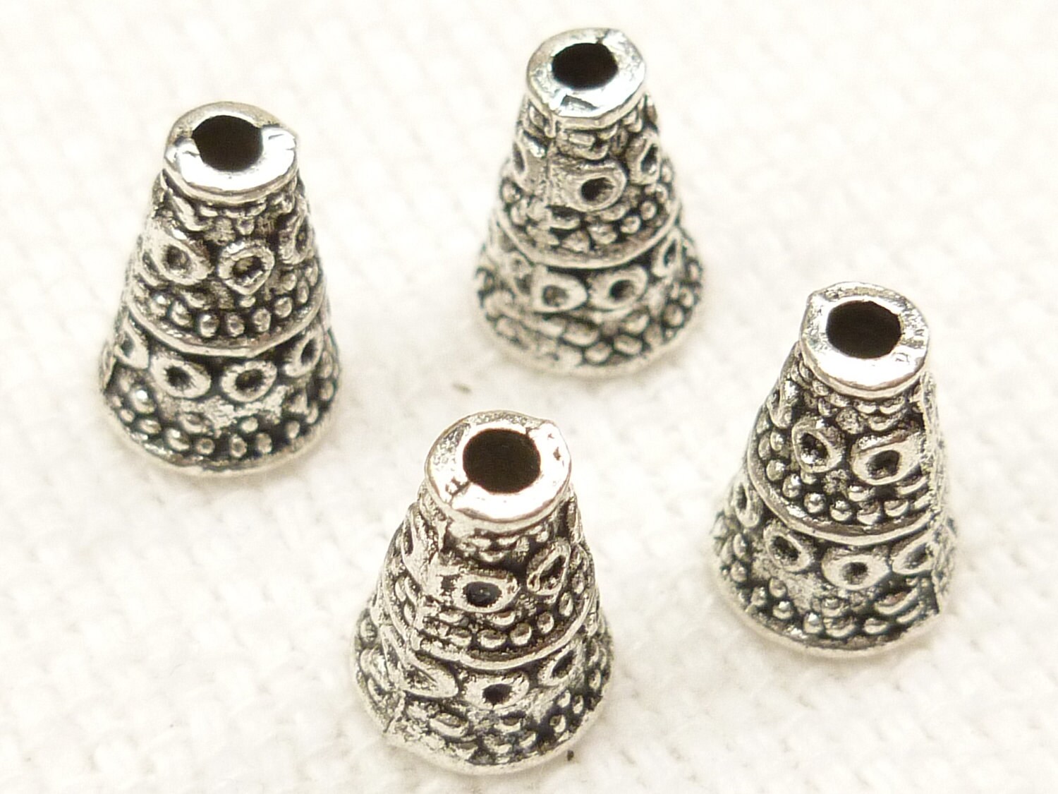 Cone Shaped Ornate Pattern Bead Caps Antique Silver 6 - Etsy
