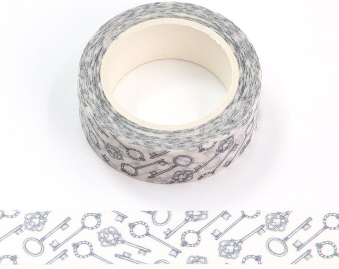 Washi Tape, Black Skeleton Key Washi Tape, Steampunk Washi Tape, Full ...