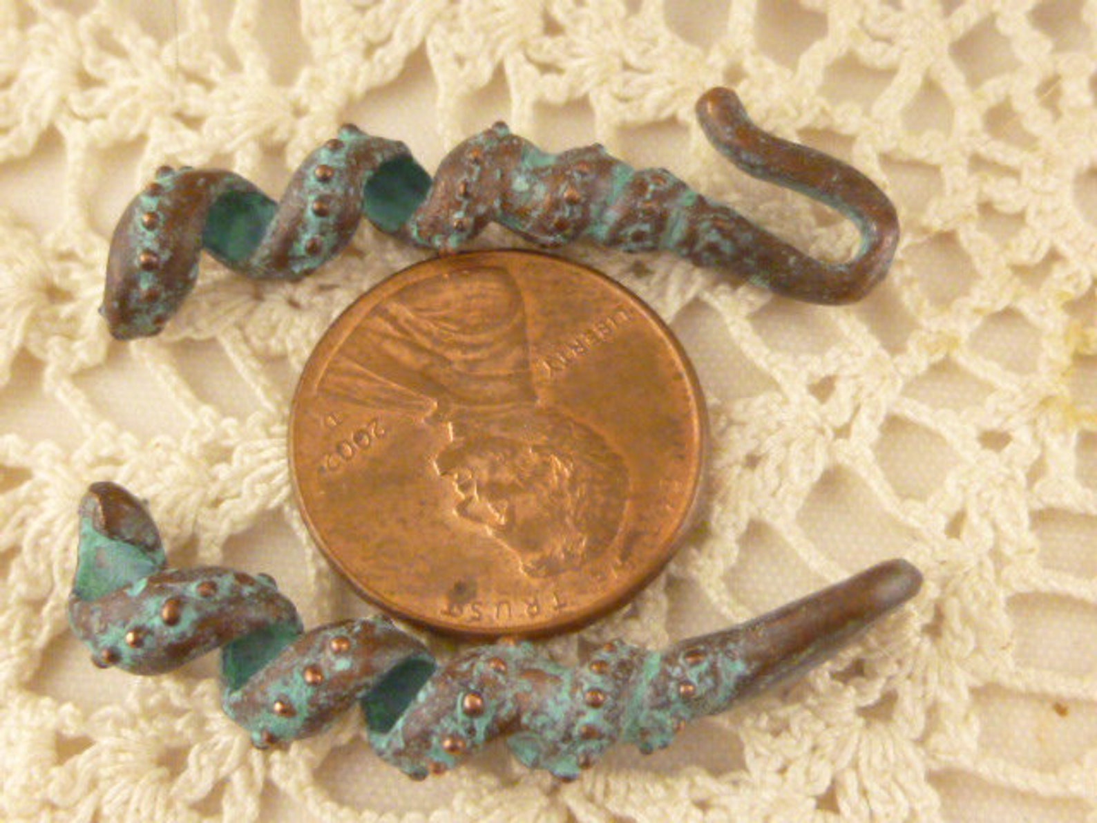 Twisted Swirl Cord End Closure Clasp Blue Patina Rustic | Etsy