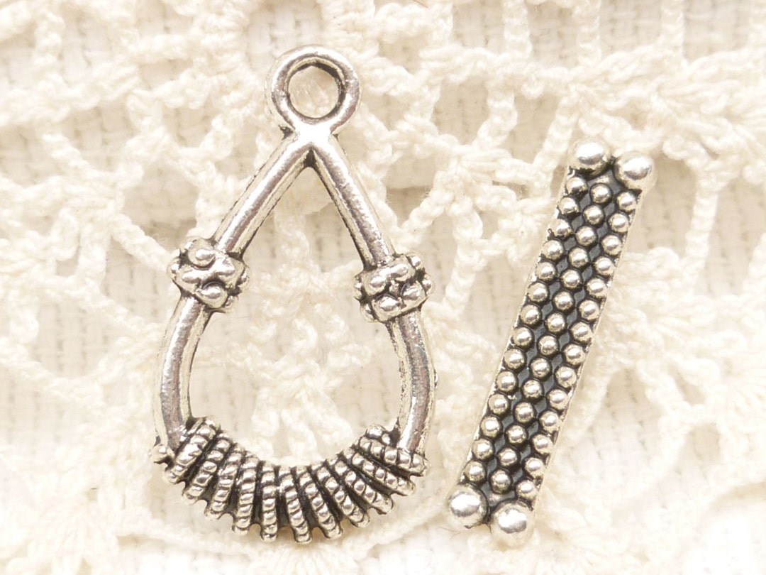 Teardrop Toggle Clasp Closure, Rustic Toggle Clasp, Antique Silver ...