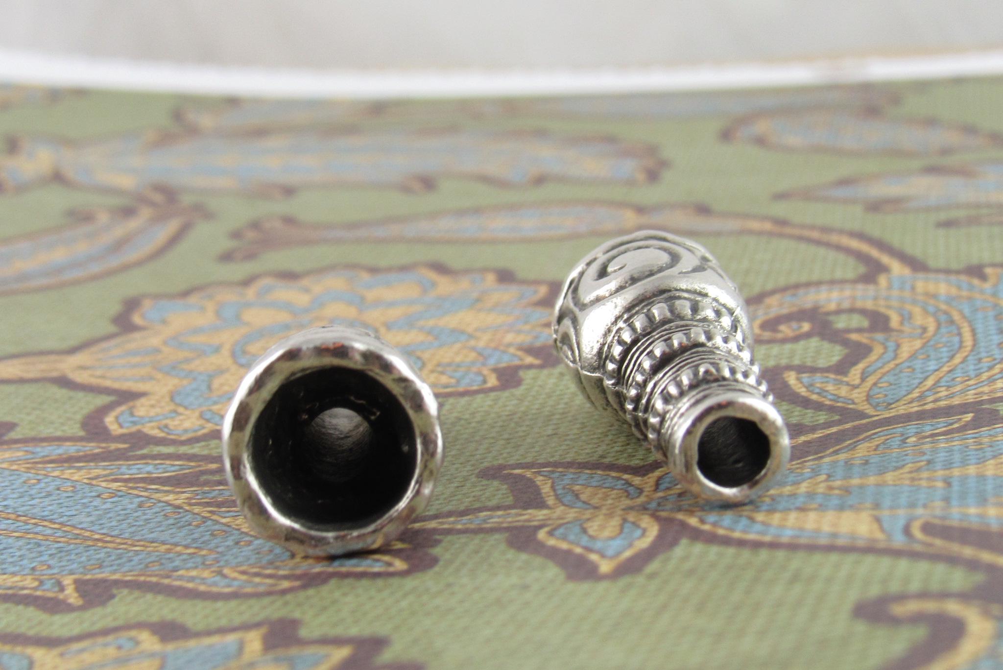 38mm Large Native Cone End Bead Cap Cone Finding, Rustic, Silver Pewter ...