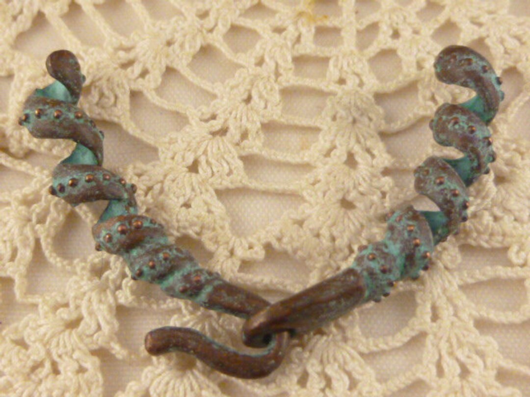 Twisted Swirl Cord End Closure Clasp Blue Patina Rustic - Etsy