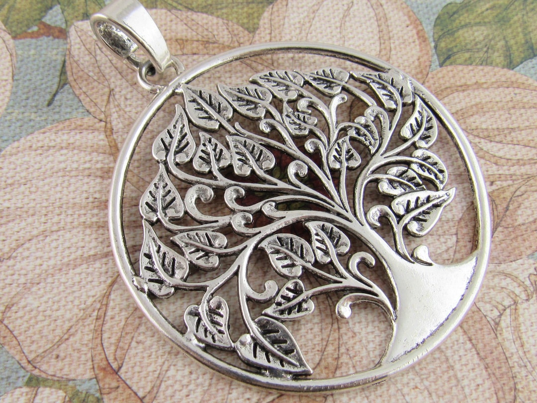Large, Very Detailed, Filigree Leaves Tree Pendant, Antiqued Silver (1 ...