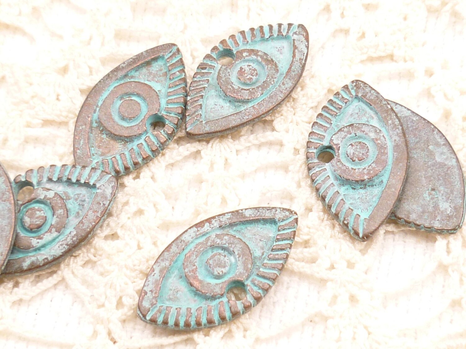 Patina Evil Eye Charm, Rustic Patina Eye Charm, Mykonos Casting Charm ...