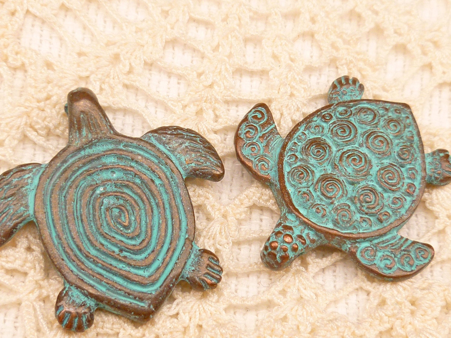 Rustic Patina Two Sided Turtle Casting Pendant Charm Mykonos - Etsy