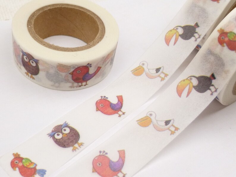 Washi Tape Owl Pelican Toucan Parrot Bird Washi Tape - Etsy