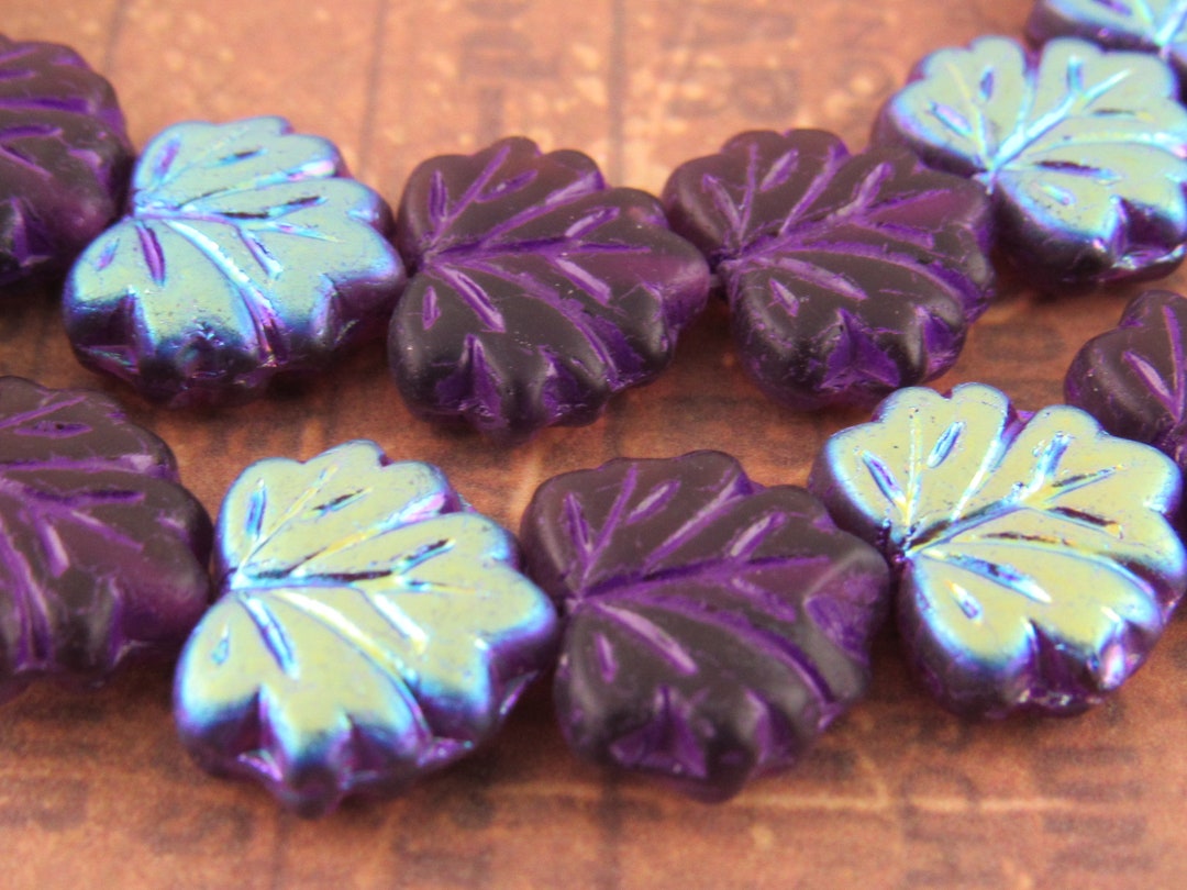 10x13mm Czech Maple Leaf Beads, Glass Leaves Beads, Purple Leaf Beads ...