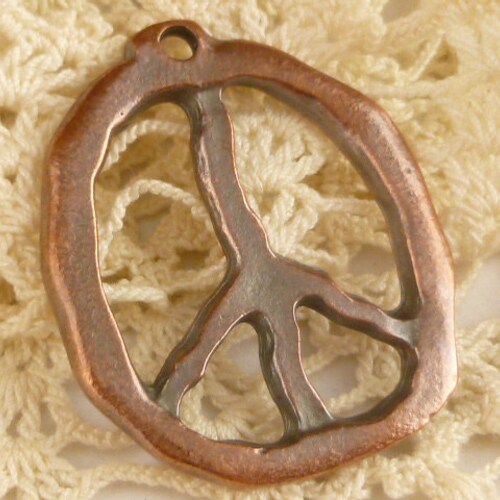 Rustic Copper Peace Sign Pendant Mykonos Copper Pendant - Etsy