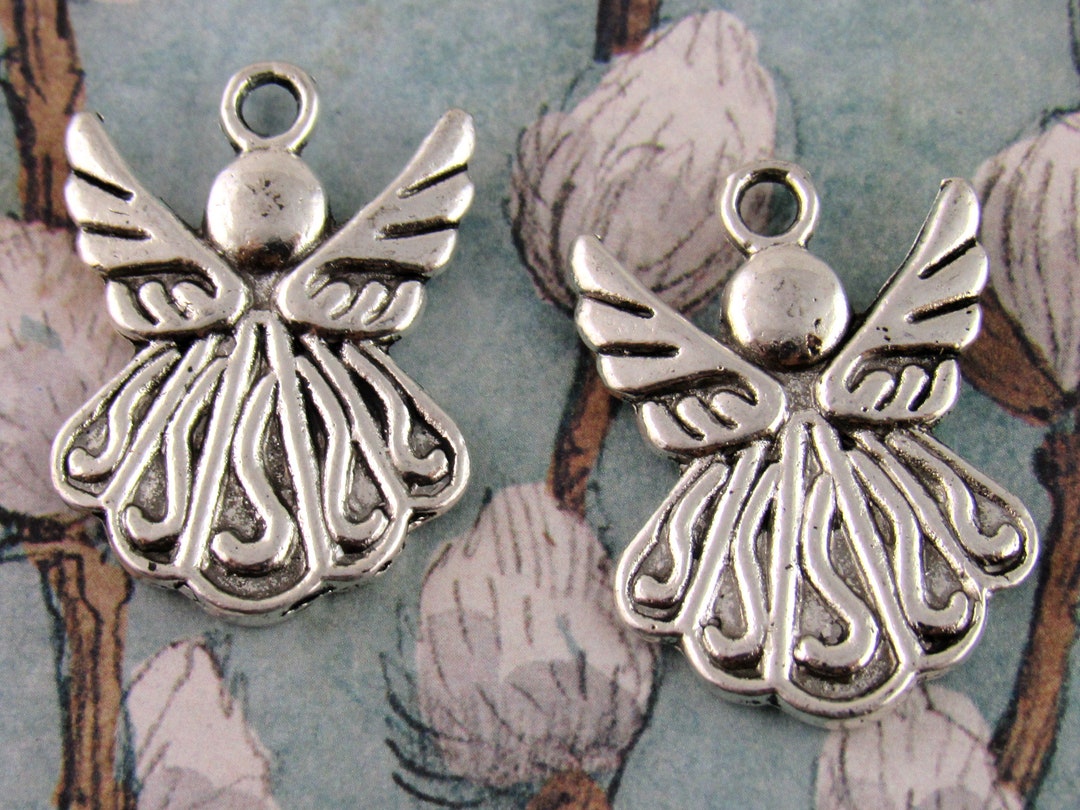 Adorable Swirly Angel Charms Antique Silver 10 S157 - Etsy