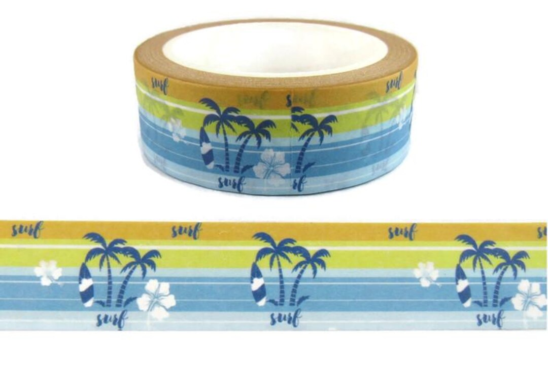 Palm Tree Washi Tape, Surfboard Washi Tape, Beach Washi Tape - CWWTS-22 ...