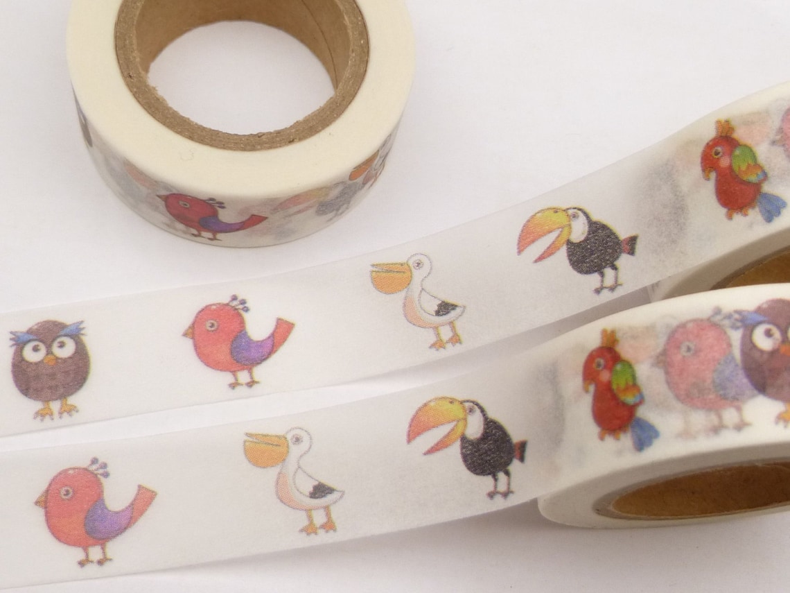 Washi Tape Owl Pelican Toucan Parrot Bird Washi Tape | Etsy