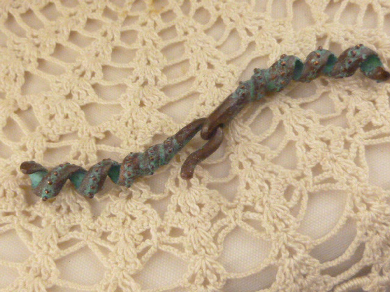 Twisted Swirl Cord End Closure Clasp Blue Patina Rustic | Etsy