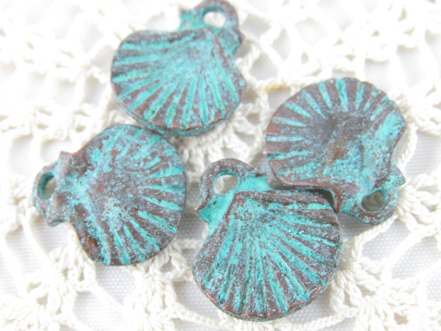 19mm Turquoise Shell Charms Rustic Patina Scallop Shells - Etsy