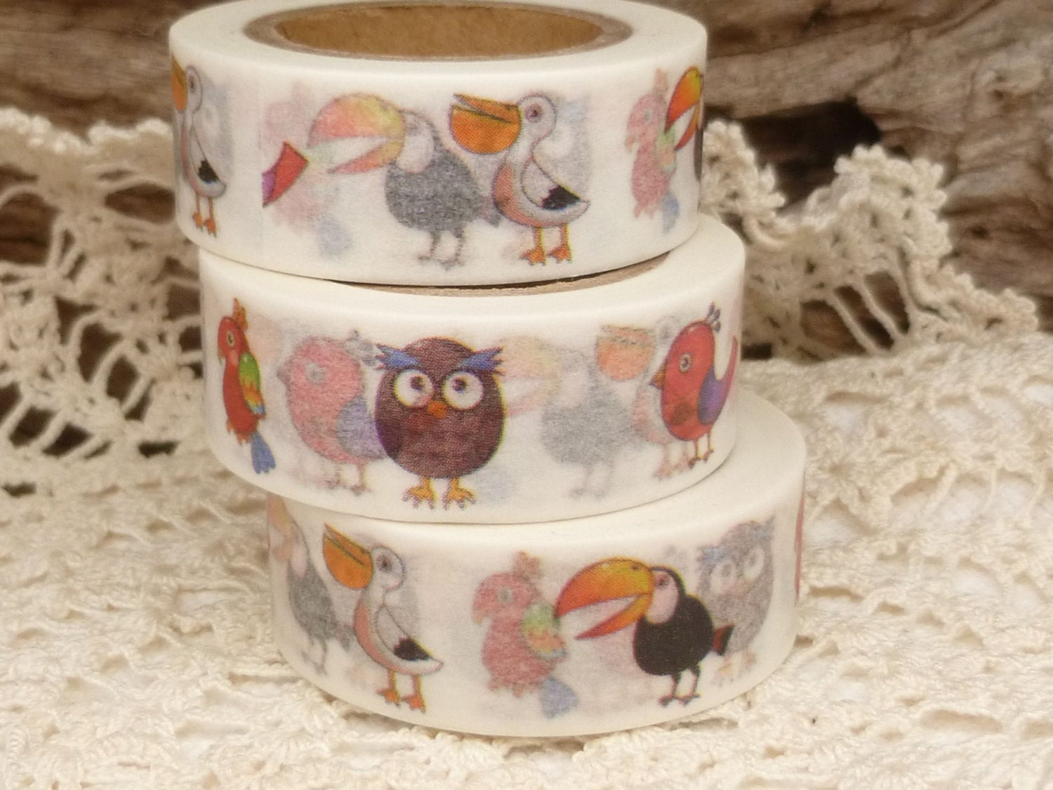 Washi Tape Owl Pelican Toucan Parrot Bird Washi Tape - Etsy