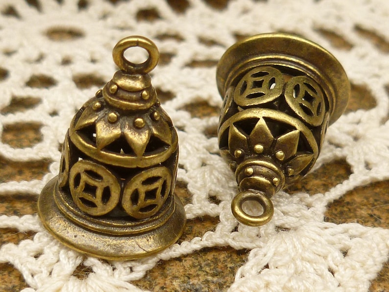 3D Filigree Bell Charms Antiqued Bronze Vintage Look 2 - Etsy