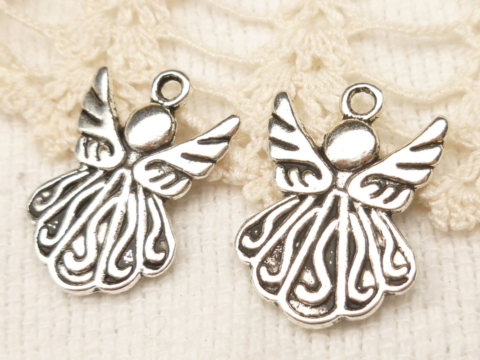 Adorable Swirly Angel Charms Antique Silver 6 S87 - Etsy