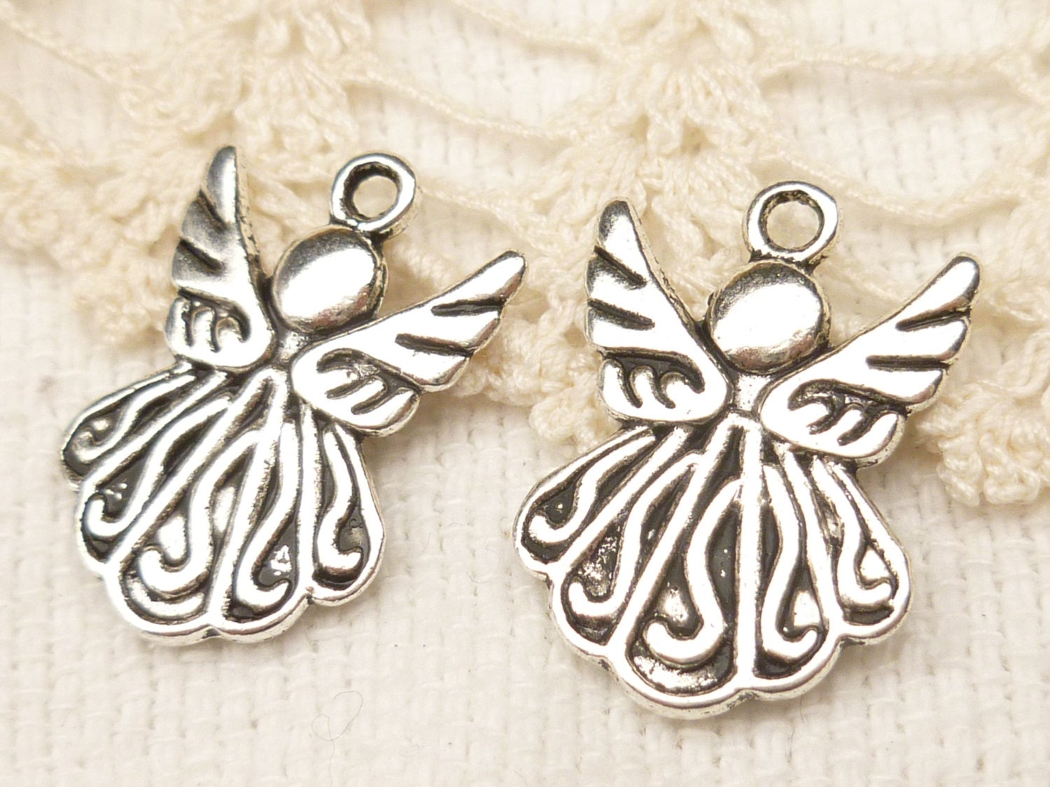 Adorable Swirly Angel Charms Antique Silver 6 S87 - Etsy
