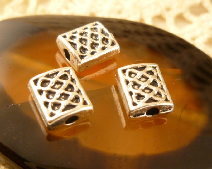 Infinity Celtic Knot Metal Spacer Bead, Antiqued Silver Flat Rectangle ...