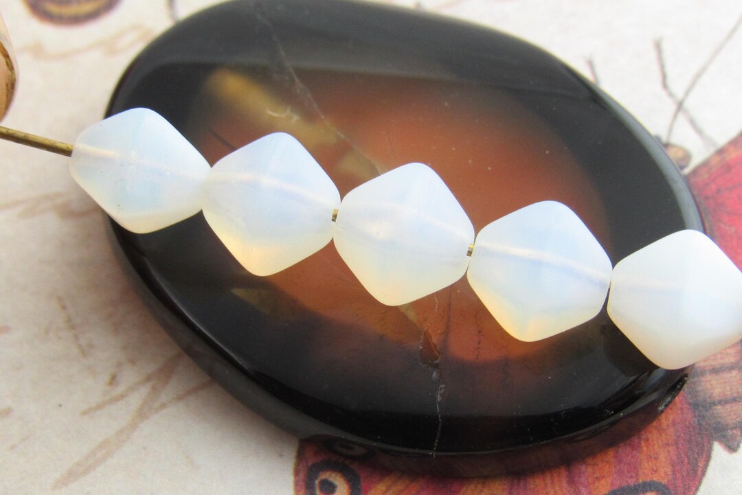8x6mm Milky White Bicone Glass Beads, Opalite White Czech Glass Beads ...