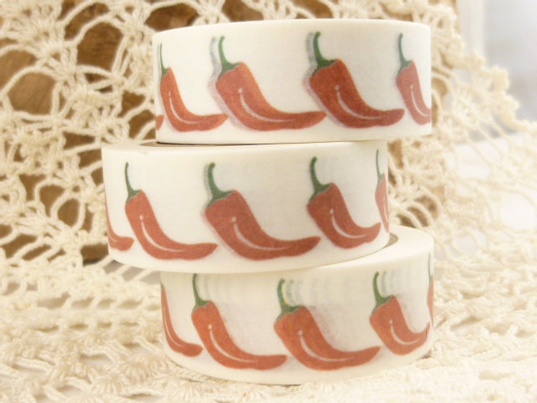 Washi Tape Red Hot Chili Pepper, Italian Bell Pepper Washi Tape, Full ...