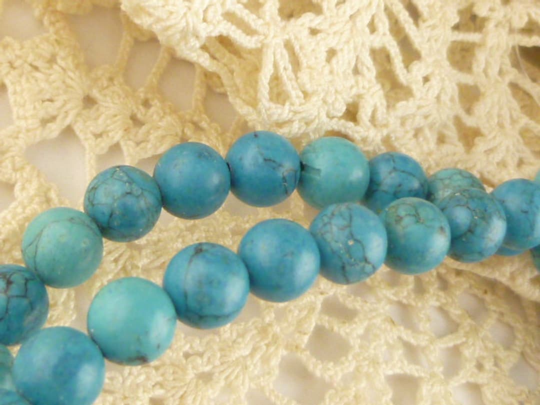 6mm Turquoise Color Veined Beads, Turkey Turquoise, Howlite Beads (60 ...