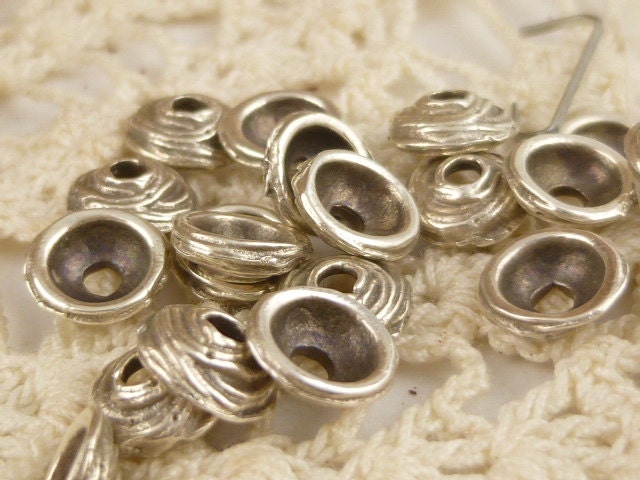 6mm Silver Pewter Bead Cap, Rustic, Mykonos Casting Bead Cap (10) - M6 ...