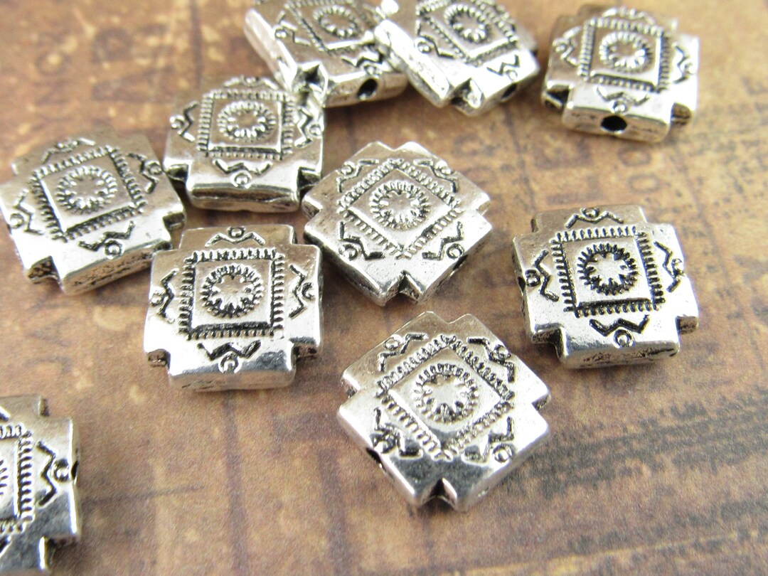 10mm Southwestern Spacer Bead, Aztec Cross Metal Bead, Four Corners ...