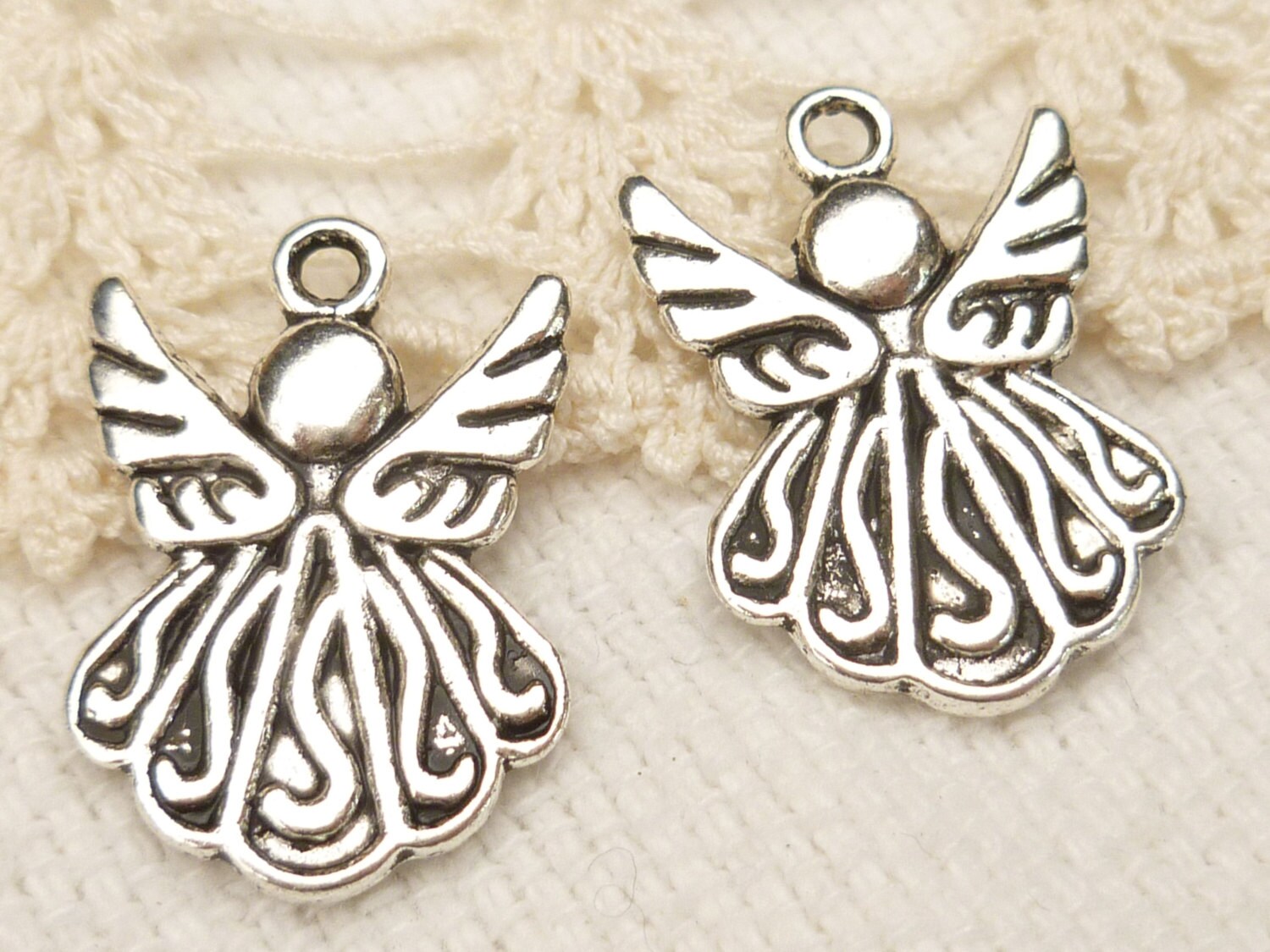 Adorable Swirly Angel Charms Antique Silver 6 S87 - Etsy