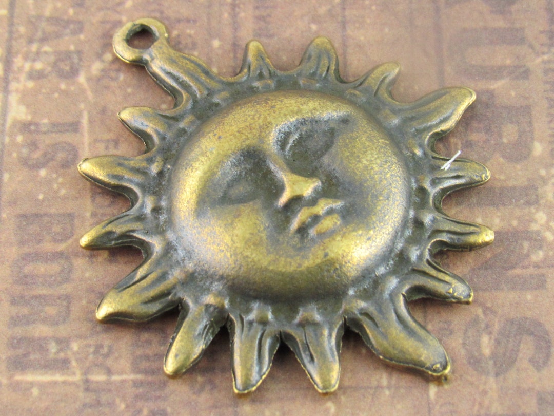 Large Rustic Bronze Tone Radiating Sun Pendant , Mykonos Casting ...