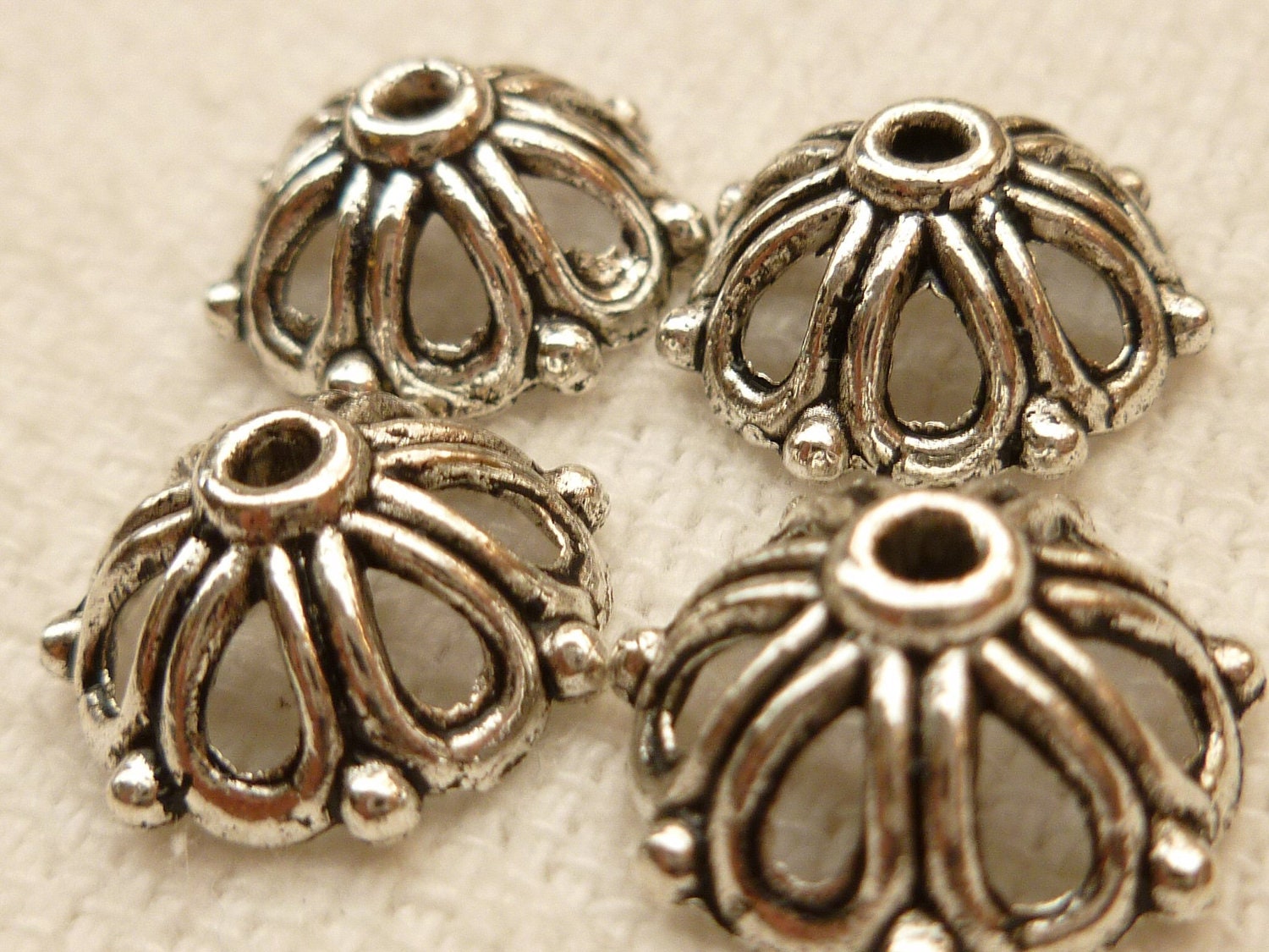 14mm Fancy Lace Work Flower Bead Caps Antique Silver Tone 8 - Etsy