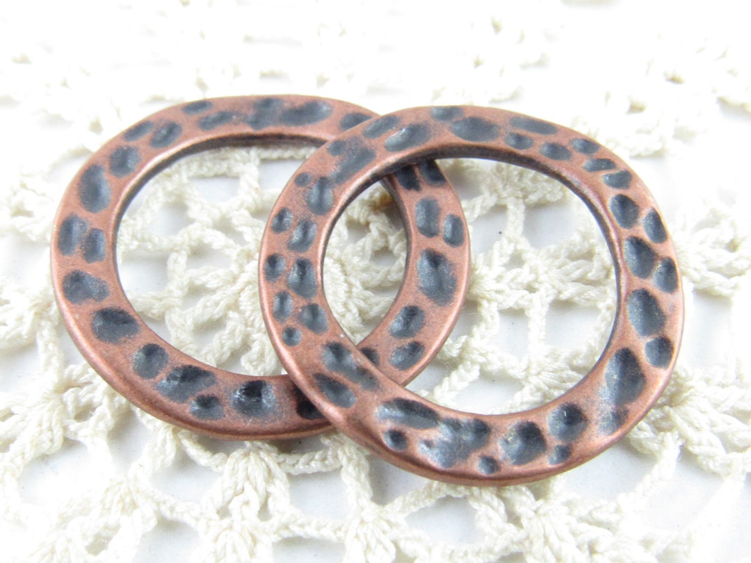 27mm Large, Copper Tone Connector Ring, Hammered Look Ring Pendant ...