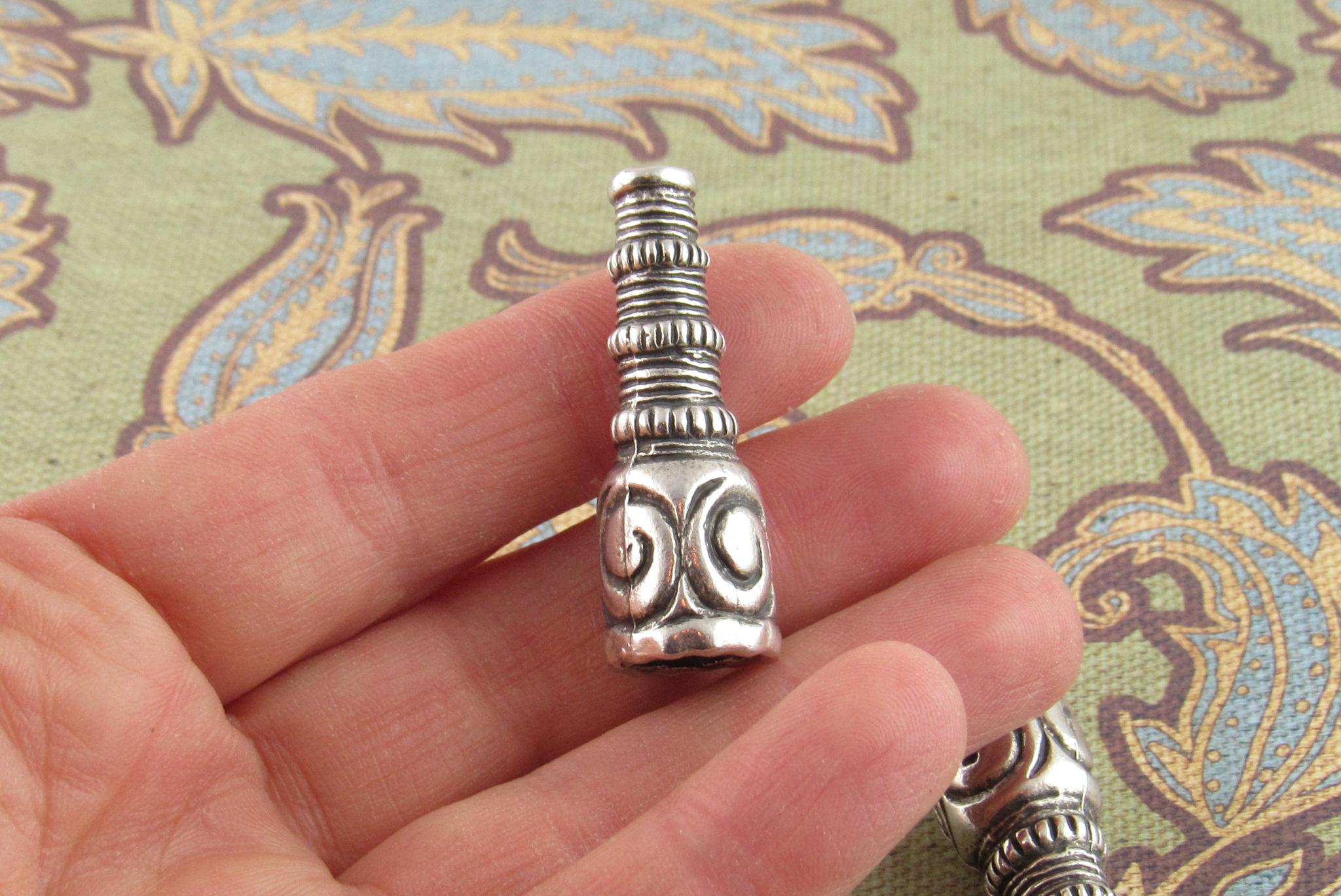 38mm Large Native Cone End Bead Cap Cone Finding, Rustic, Silver Pewter ...